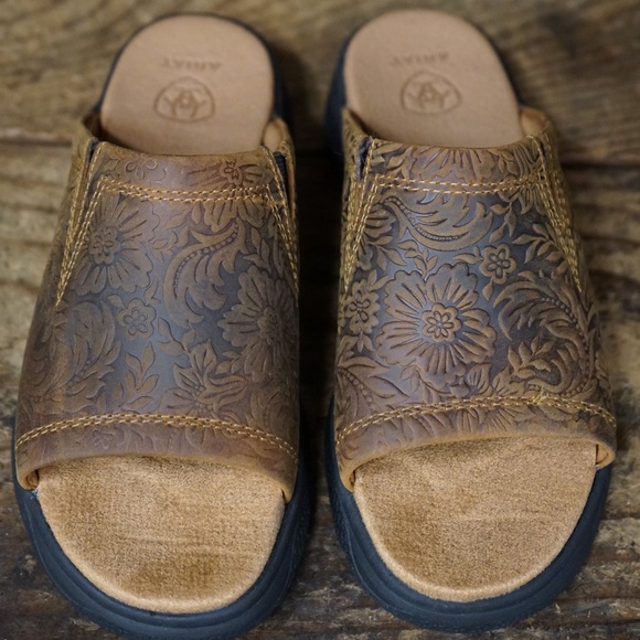 Ariat | Shoes | Ariat Bridgeport Floral Embossed Slide On Sandal | Poshmark